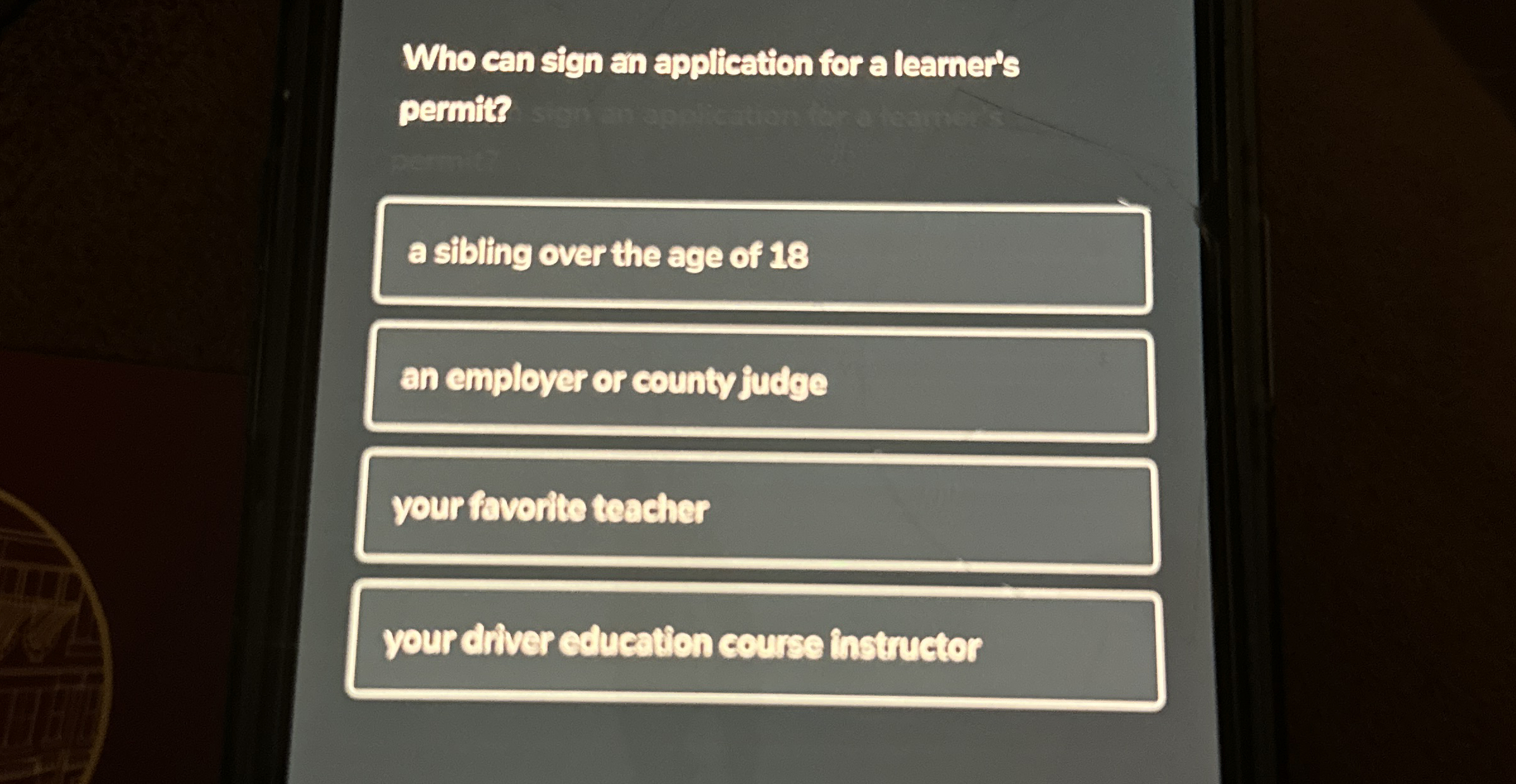 Solved Who can sign an application for a leamer's permit?a | Chegg.com