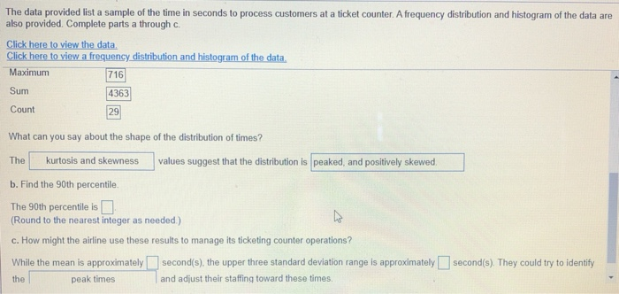 Solved The data provided list a sample of the time in | Chegg.com