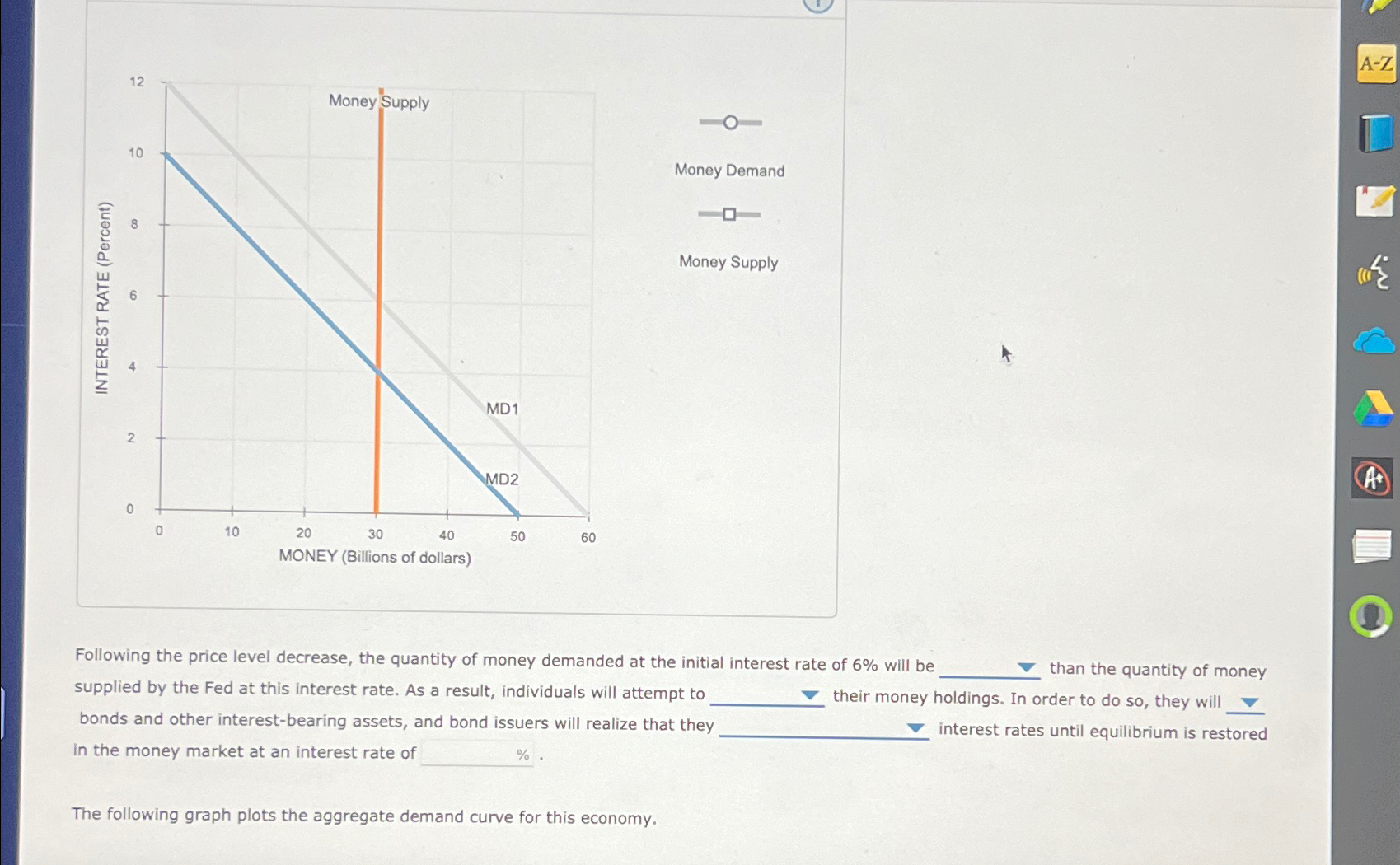 Solved A-ZFollowing the price level decrease, the quantity | Chegg.com