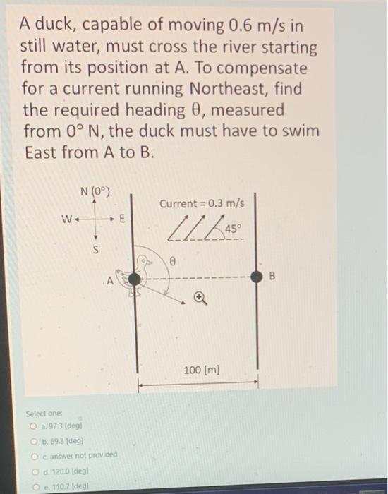 Solved A duck, capable of moving 0.6 m/s in still water, | Chegg.com