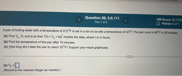 Solved A pan of boiling water with a temperature of 212∘F is | Chegg.com