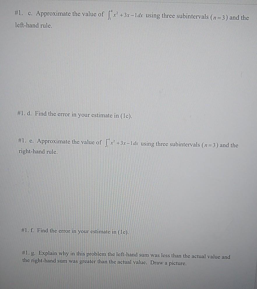 Solved Project for Section 8.8 Numerical Integration Left | Chegg.com