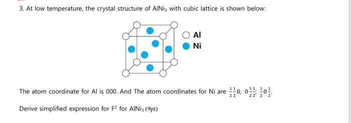Solved 3. At low temperature, the crystal structure of AINi, | Chegg.com