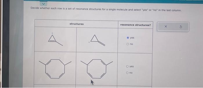 Solved Decide whether each row is a set of resonance | Chegg.com