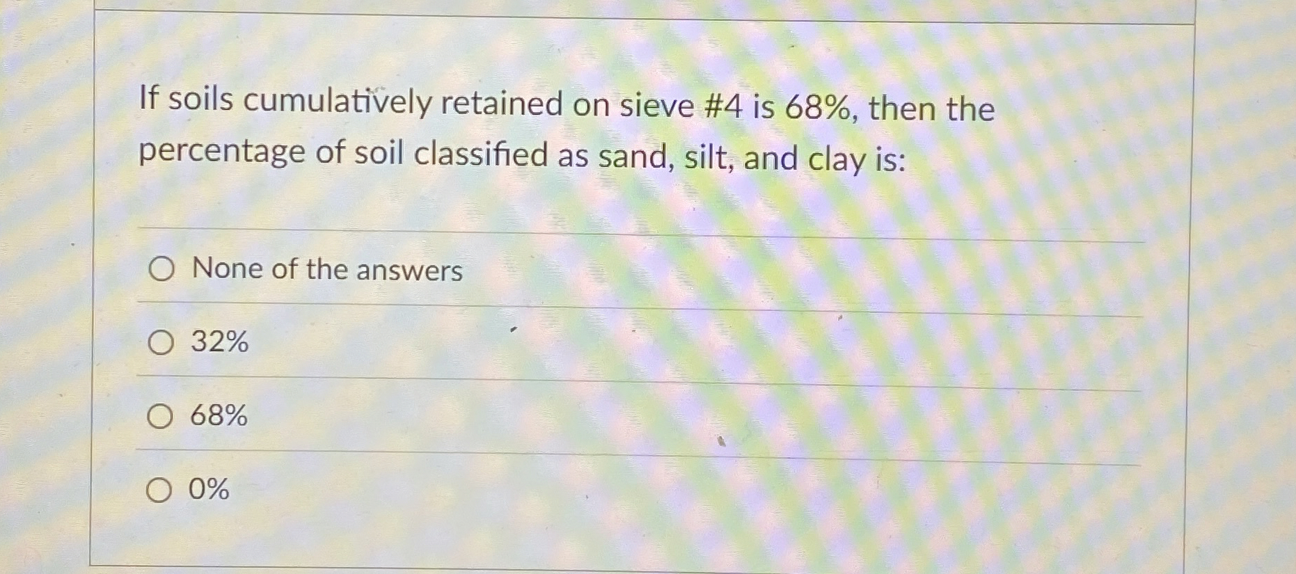 Solved If soils cumulatively retained on sieve #4 ﻿is 68%, | Chegg.com
