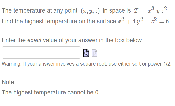 Solved The temperature at any point (x,y,z) ﻿in space is | Chegg.com