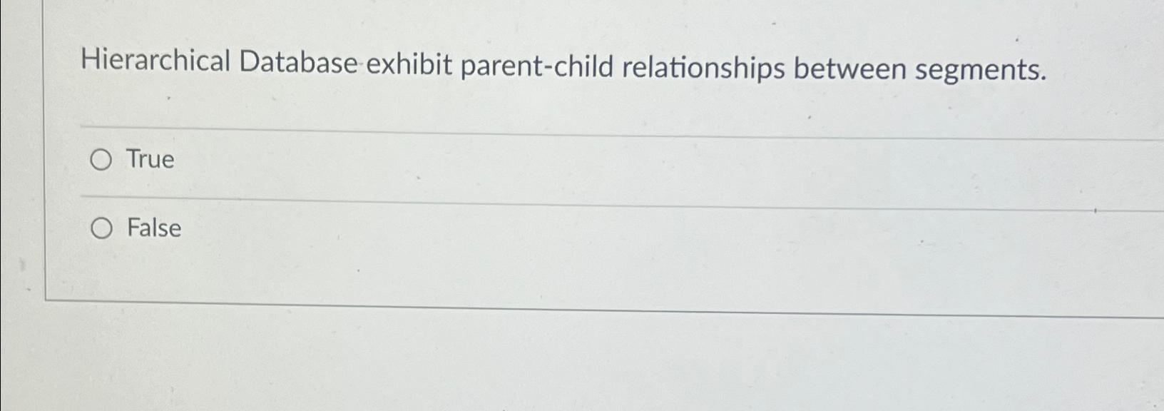 Solved Hierarchical Database exhibit parent-child | Chegg.com