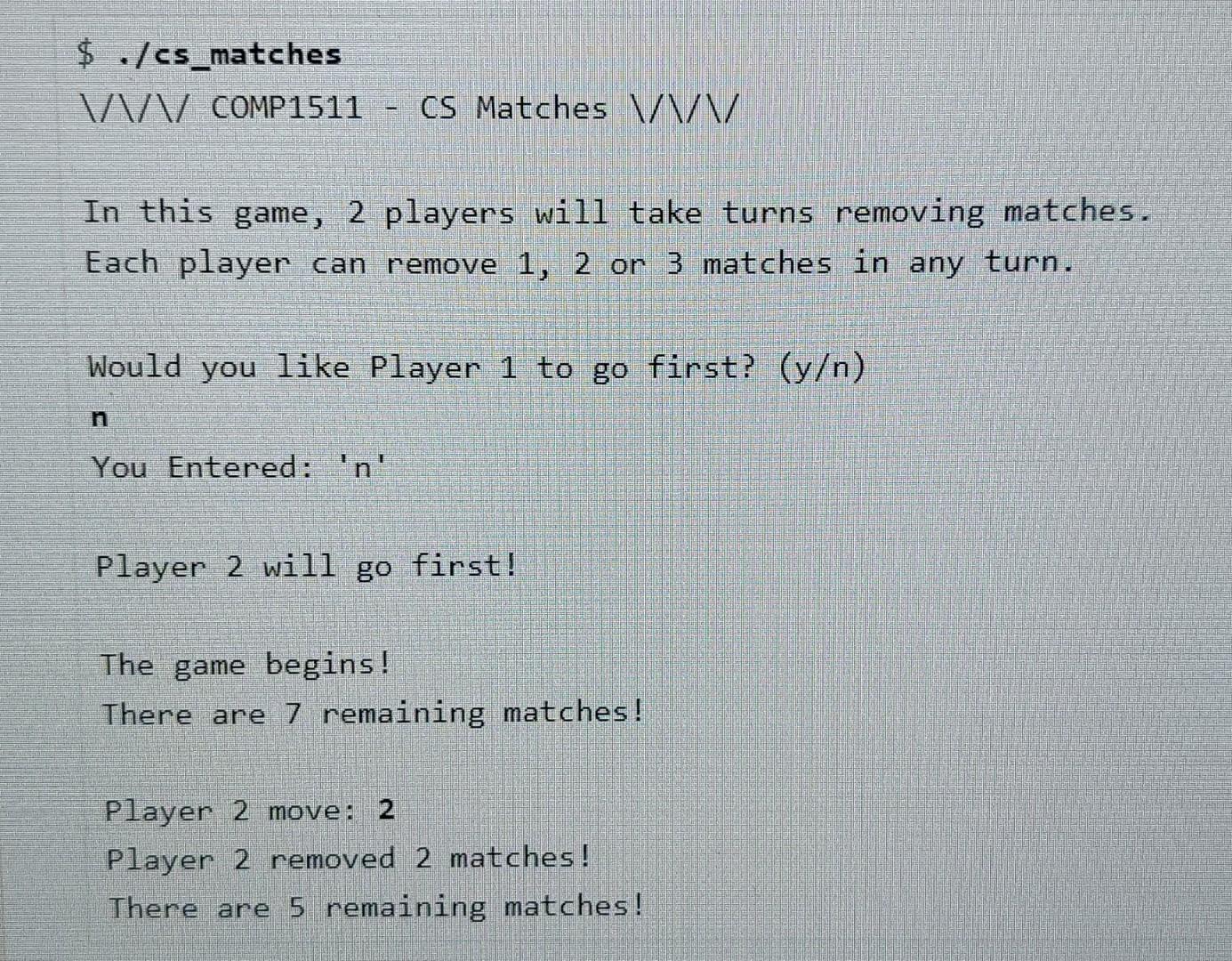 Solved $./cs_matches \/\ COMP1511 - CS Matches \/\/ In this | Chegg.com