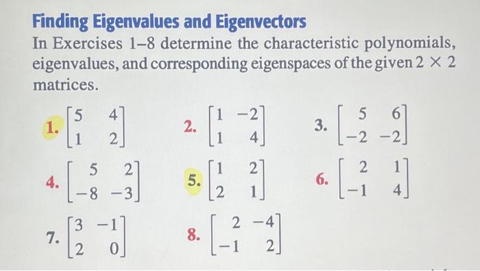 Solved Finding Eigenvalues and Eigenvectors In Exercises 1-8 | Chegg.com