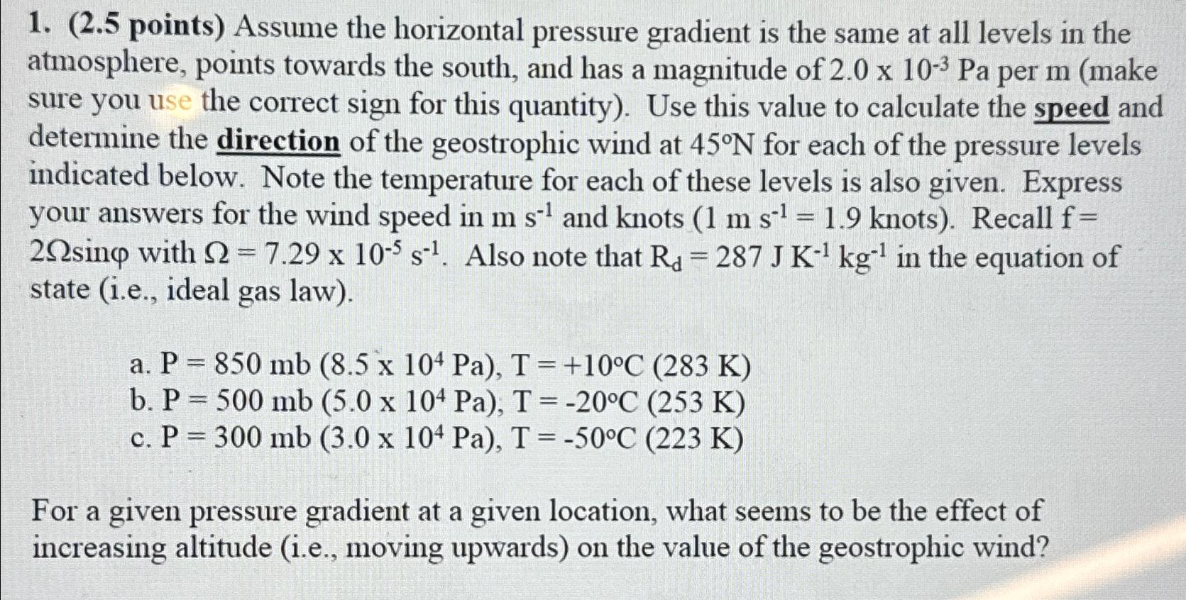 Solved (2.5 ﻿points) ﻿Assume the horizontal pressure | Chegg.com