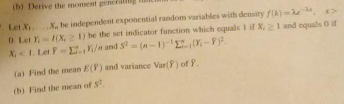 Solved Let X1…Xn be independent exponential random variables | Chegg.com