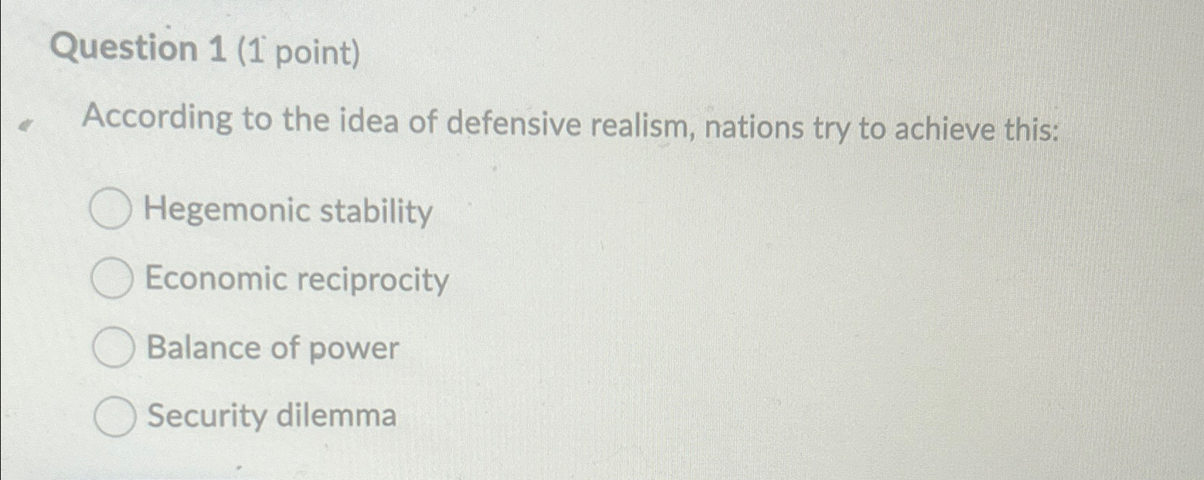 Solved Question 1 (1 ﻿point)According to the idea of | Chegg.com