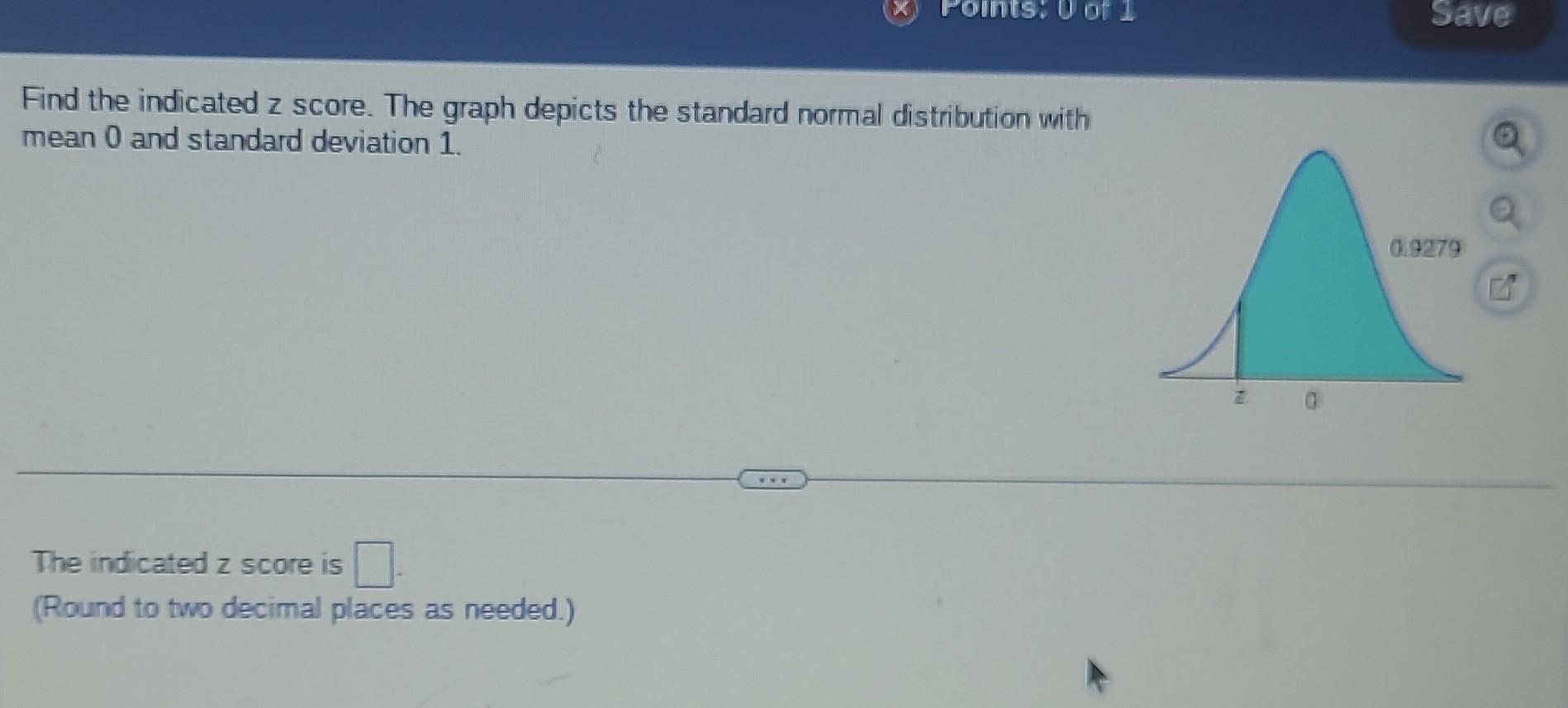 Solved Find the indicated z score. The graph depicts the | Chegg.com