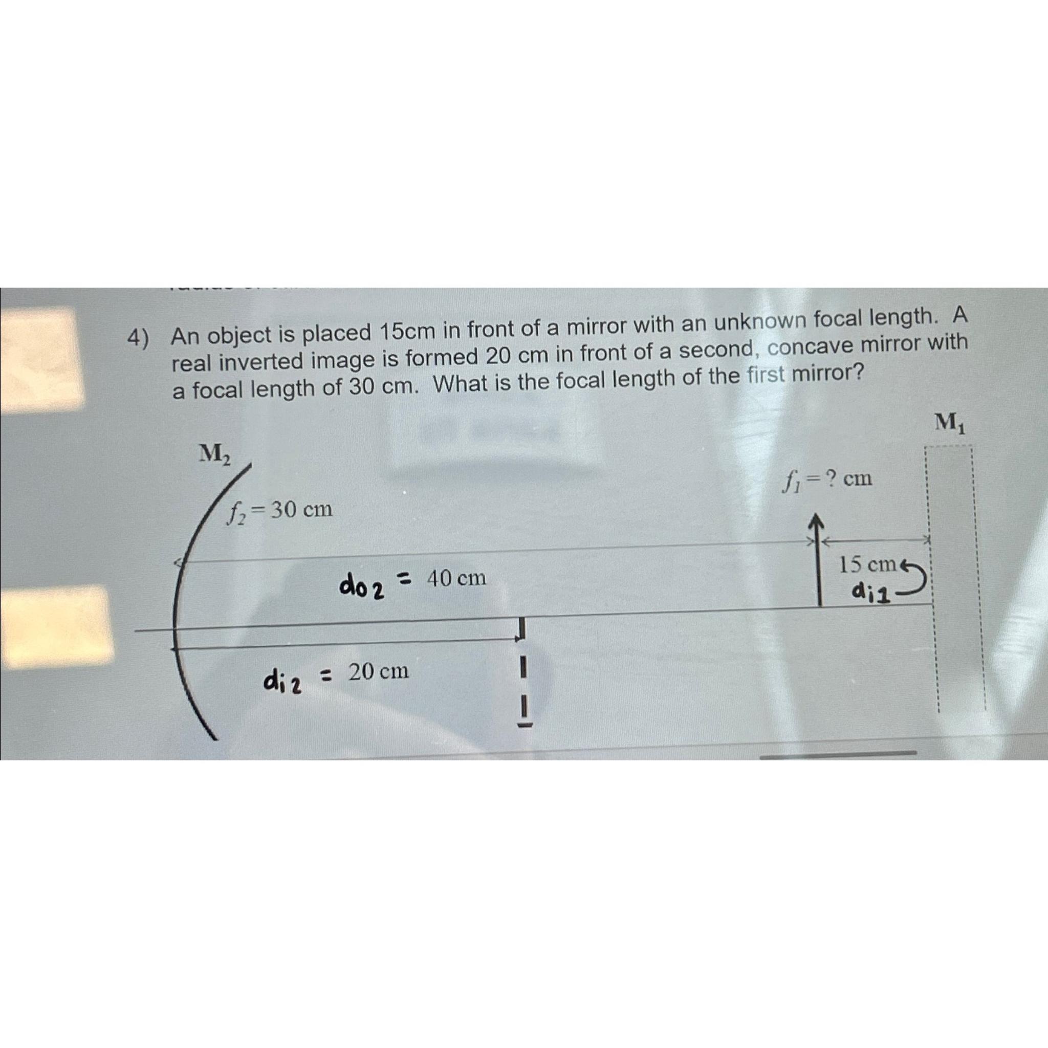 Solved An object is placed 15cm ﻿in front of a mirror with | Chegg.com