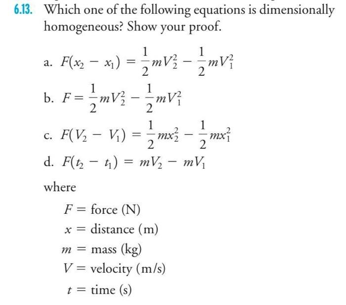 Solved mV3 5mv} 6.13. Which one of the following equations | Chegg.com