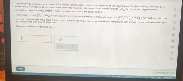 Solved The human body can get energy by metaboliting | Chegg.com