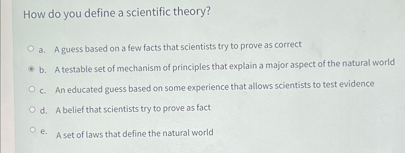 Solved How do you define a scientific theory?a. ﻿A guess | Chegg.com