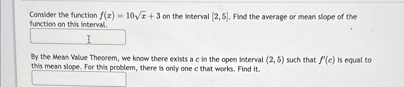 Solved Consider the function f(x)=10x2+3 ﻿on the interval | Chegg.com
