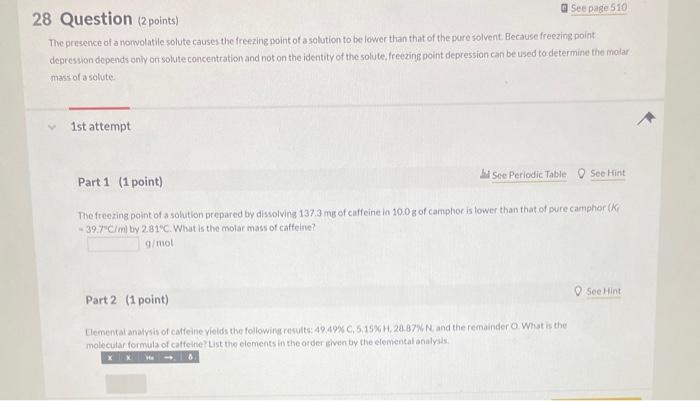 Solved Question (2points) The presence of a nomvolatile | Chegg.com