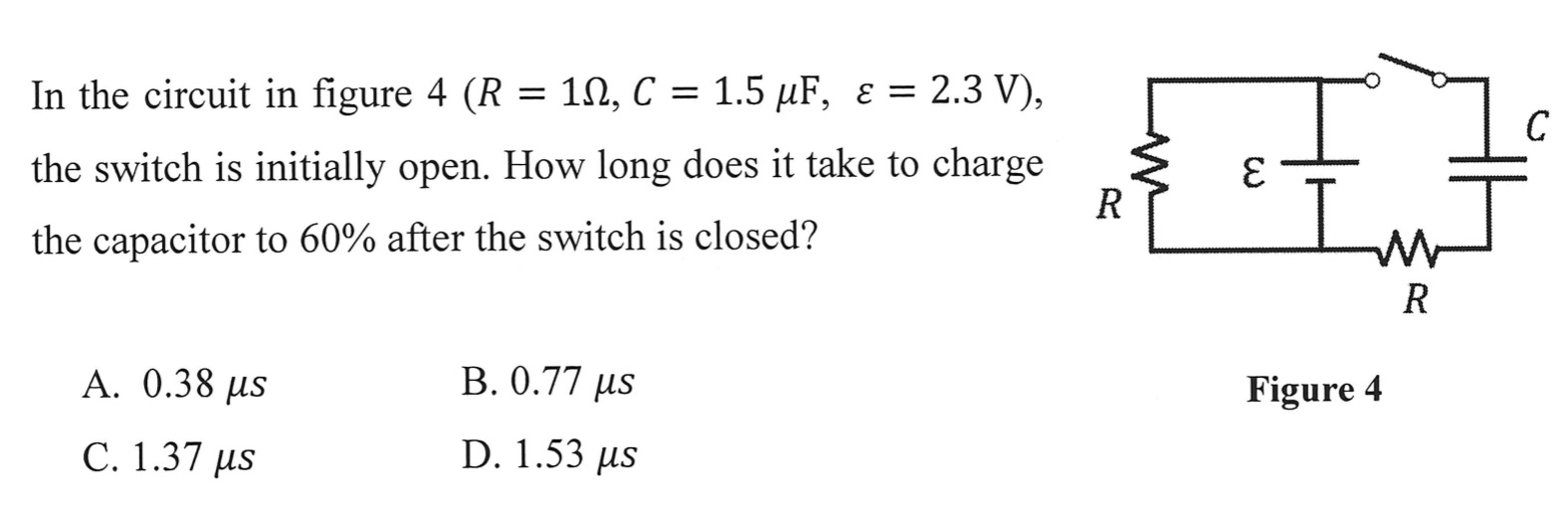 Solved In the circuit in figure )=1Ω,C=1.5μF,ε=(2.3V, ﻿the | Chegg.com