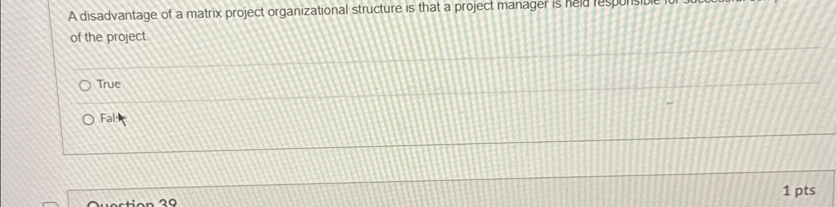 Solved A disadvantage of a matrix project organizational | Chegg.com