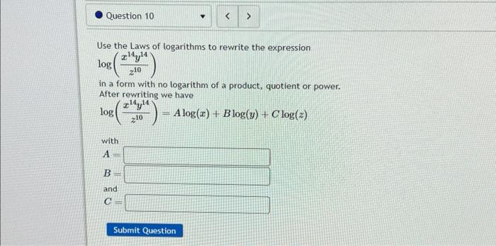 Solved Use the Laws of logarithms to rewrite the expression | Chegg.com