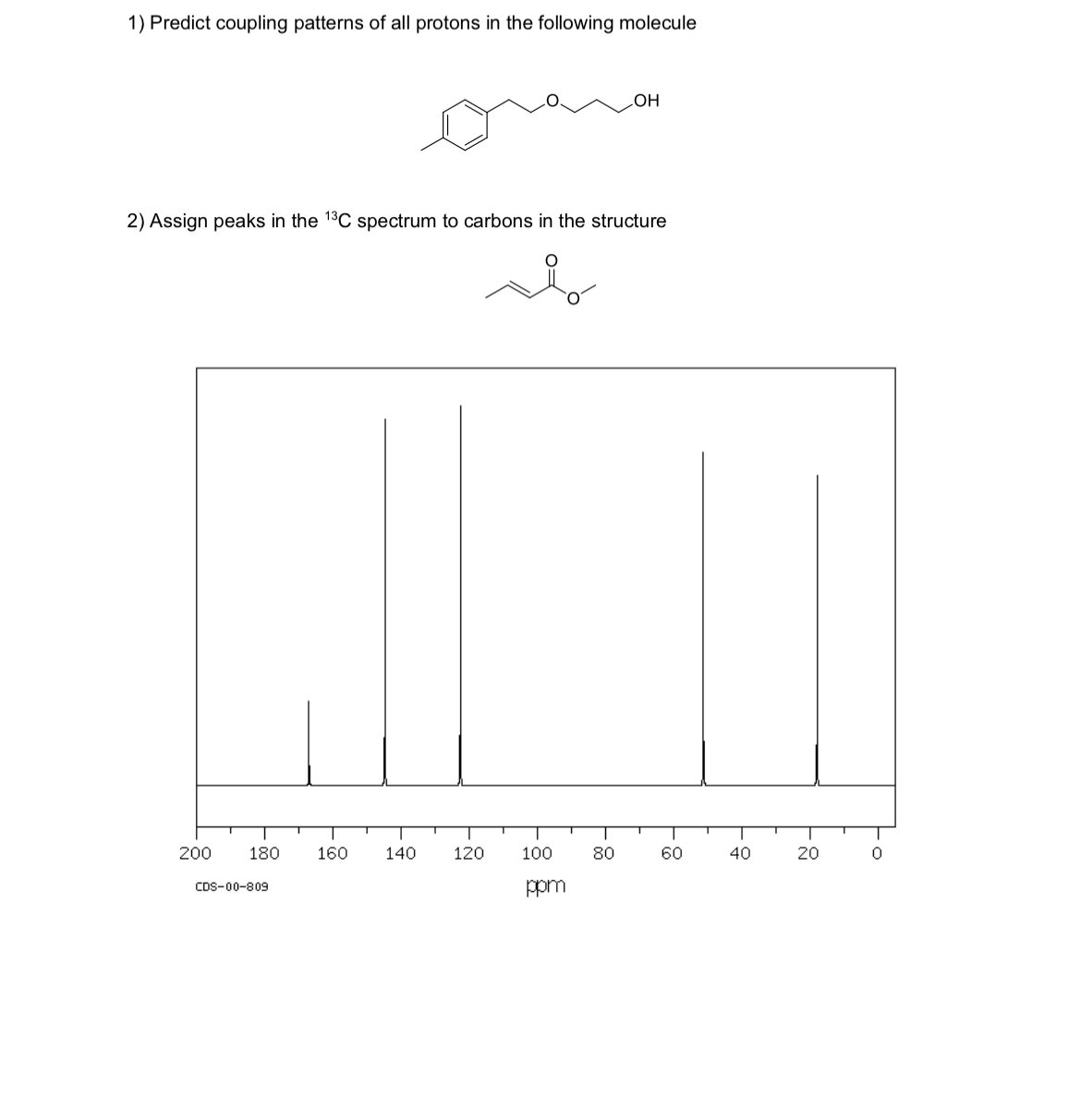 Solved Predict coupling patterns of all protons in the | Chegg.com