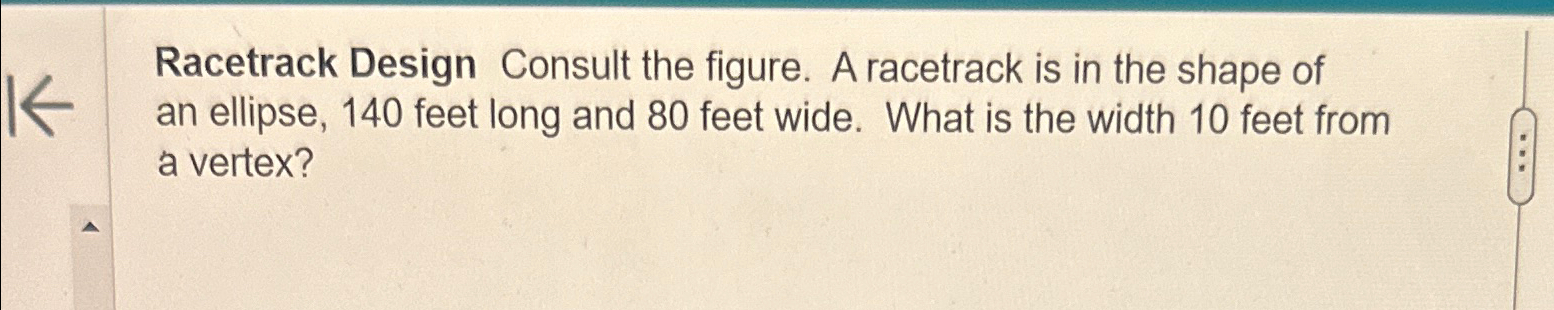 Solved Racetrack Design Consult the figure. A racetrack is | Chegg.com