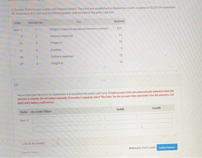 Solved Cullumber Buttons uses a petty cash imprest system. | Chegg.com