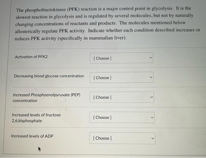 Solved The phosphofructokinase (PFK) reaction is a major | Chegg.com