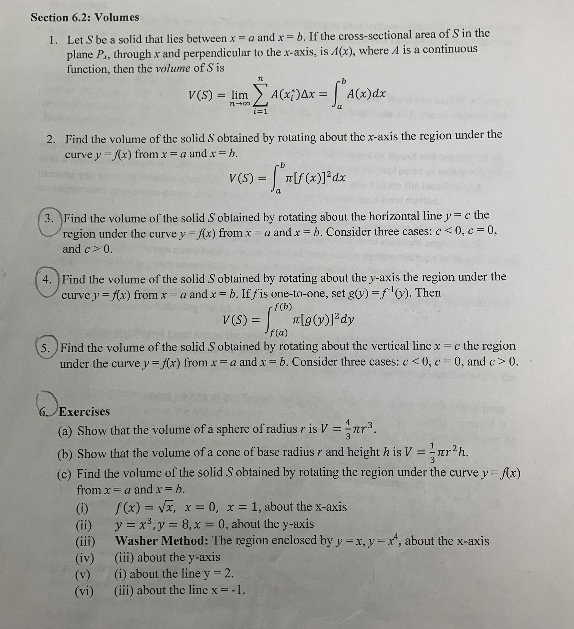 Solved Section 6.2: VolumesLet S ﻿be a solid that lies | Chegg.com