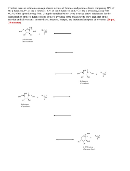 Solved Fructose exists in solution as an equilibrium mixture | Chegg.com