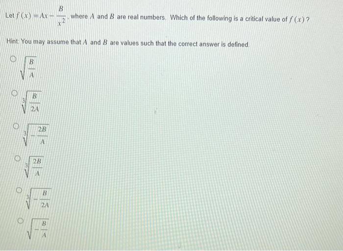 Solved Let f(x)=Ax3−6x2+5x+12, where A is a real-valued | Chegg.com