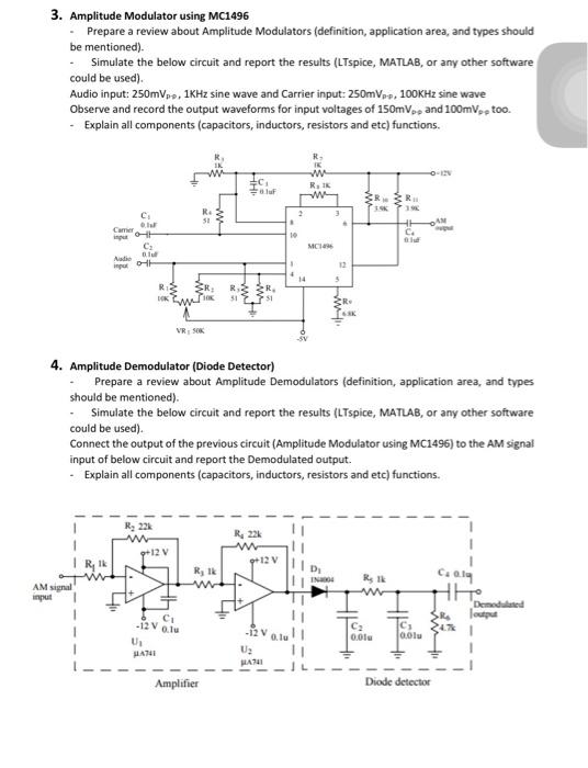 3. Amplitude Modulator using MC1496 • Prepare a | Chegg.com
