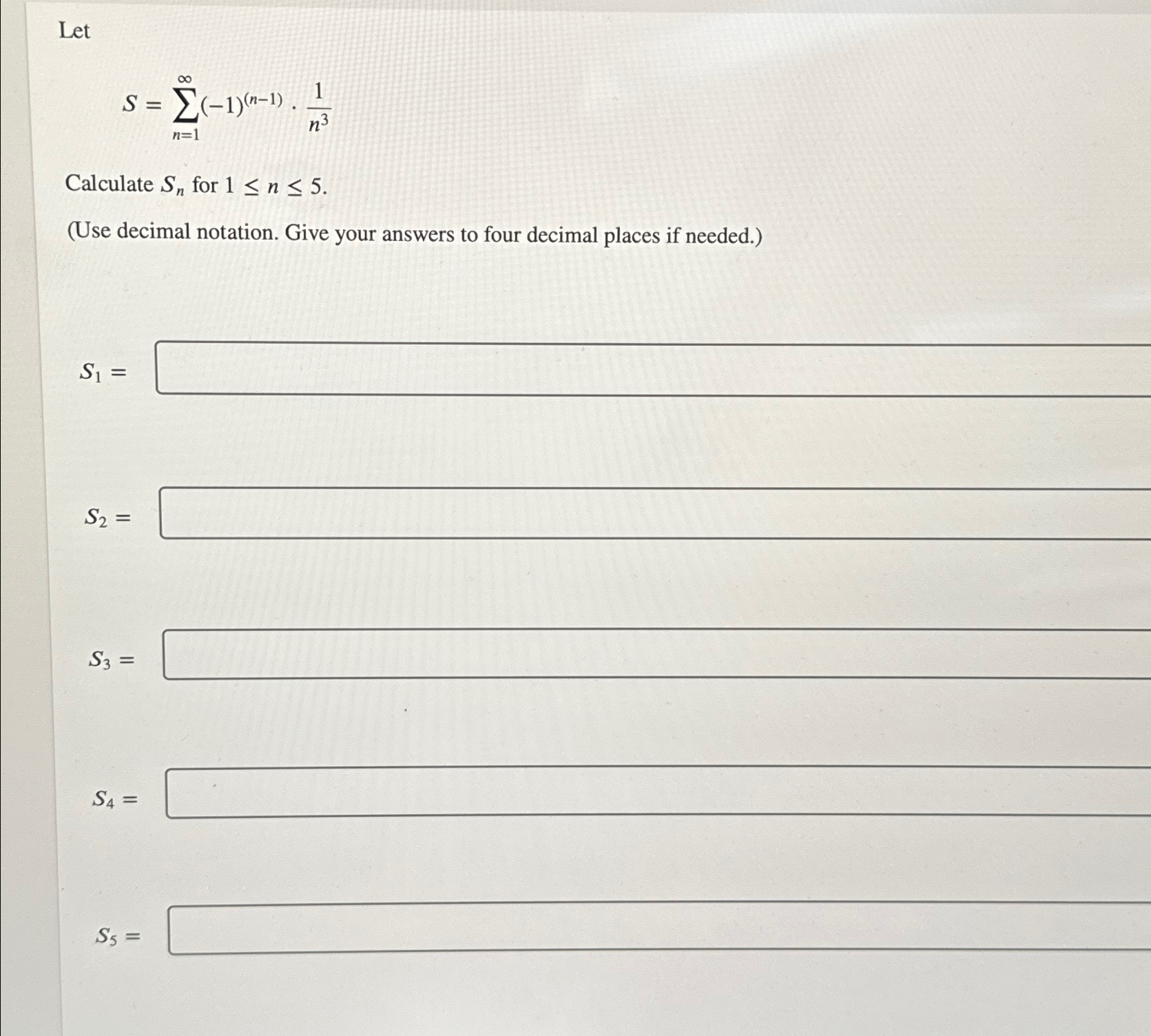 Solved Let\\nS=\\\\sum_(n=1)^(\\\\infty ) | Chegg.com