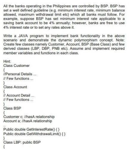 Solved All the banks operating in the Philippines are | Chegg.com