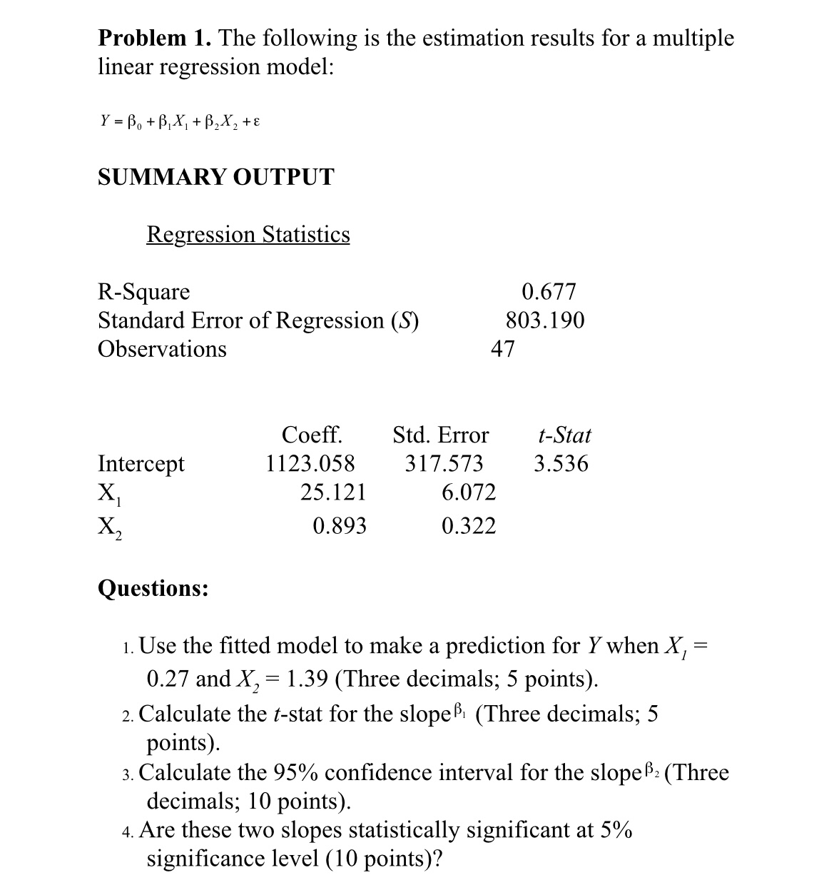Solved Problem 1. ﻿The following is the estimation results | Chegg.com