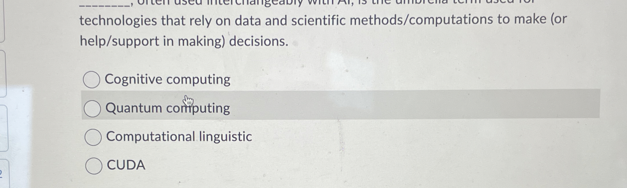 Solved technologies that rely on data and scientific | Chegg.com