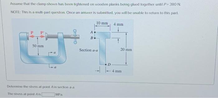 Solved Assume that the clamp shown has been tightened on | Chegg.com