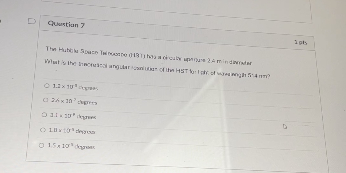 Solved Question 71 ﻿ptsThe Hubble Space Telescope (HST) ﻿has | Chegg.com