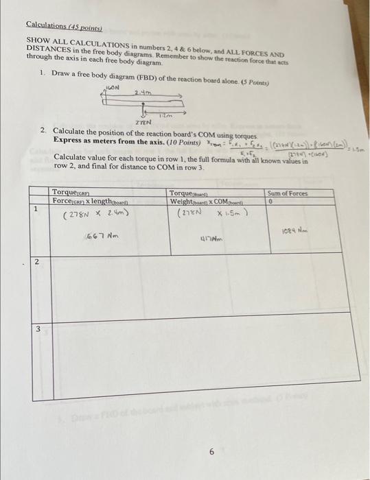 Calculations ( 45 points). SHOW ALL CALCULATIONS in | Chegg.com