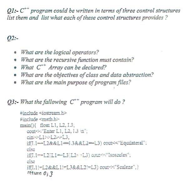 Solved Q1:-** program could be written in terms of three | Chegg.com