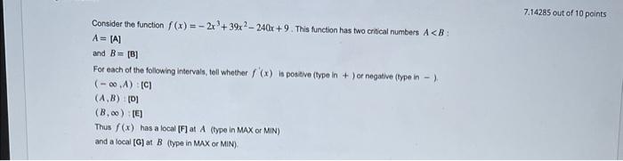 Solved Consider the function f(x)=−2x3+39x2−240x+9. This | Chegg.com