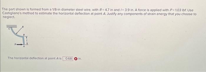 Solved The part shown is formed from a 1/8-in diameter steel | Chegg.com