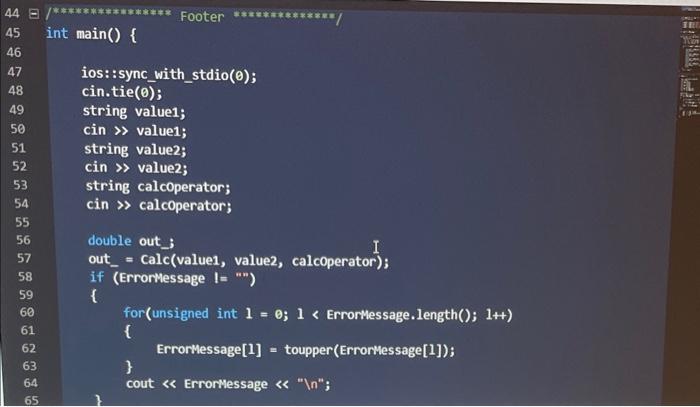 Solved The following program insplements a basic calculator | Chegg.com