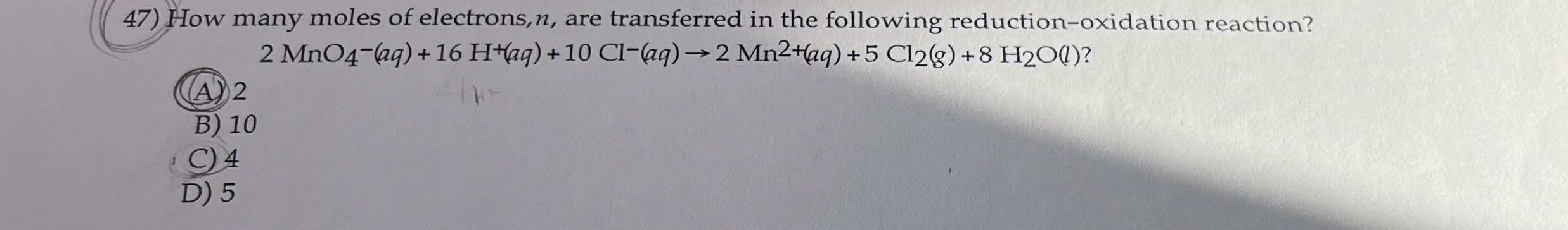 Solved How many moles of electrons, n, ﻿are transferred in | Chegg.com