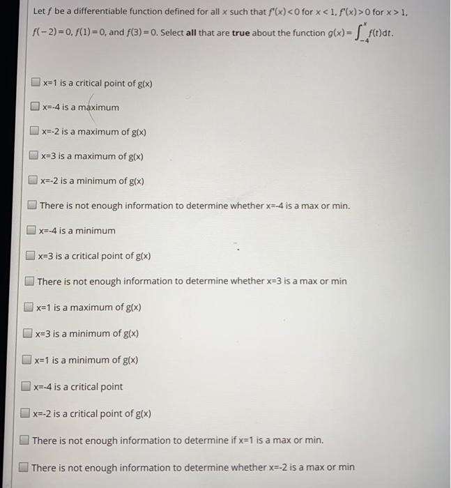 Solved Let f be a differentiable function defined for all | Chegg.com