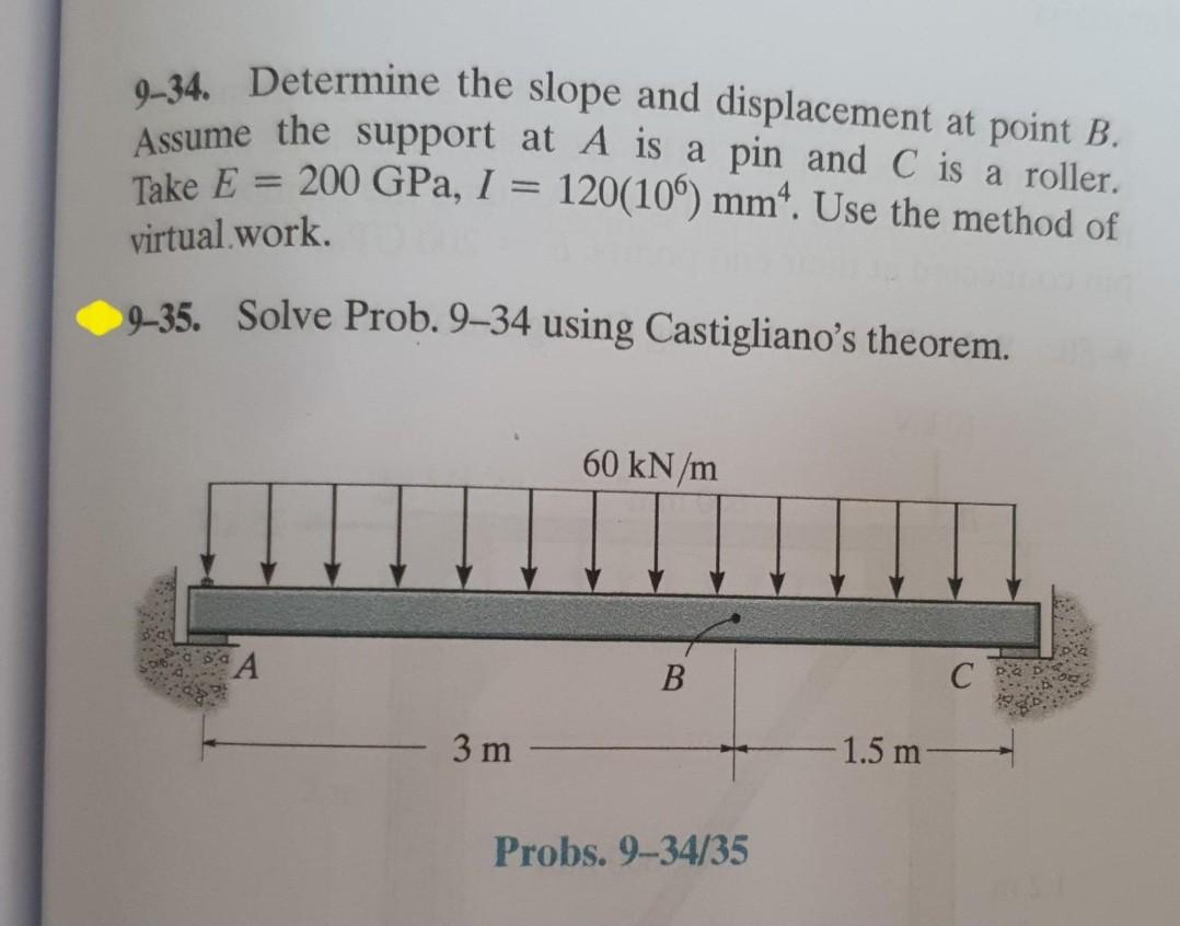 Solved 9-34. Determine the slope and displacement at point | Chegg.com