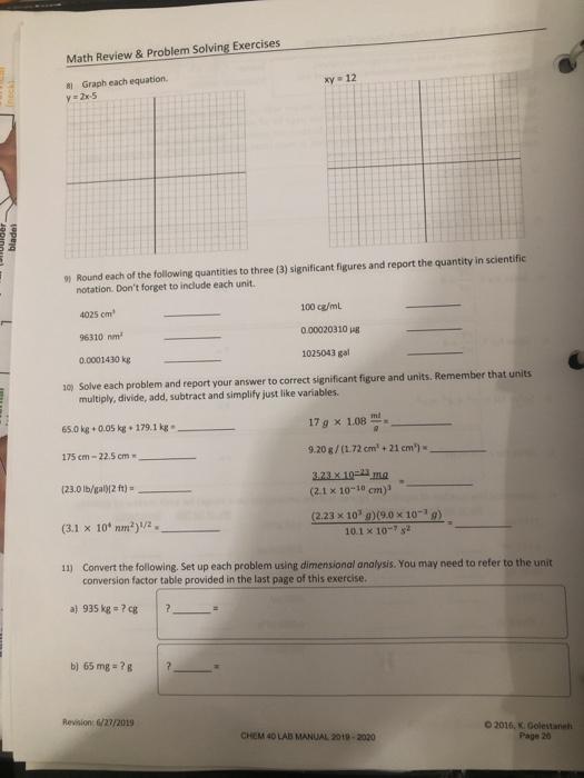 Solved Math Review & Problem Solving Exercises Graph each | Chegg.com