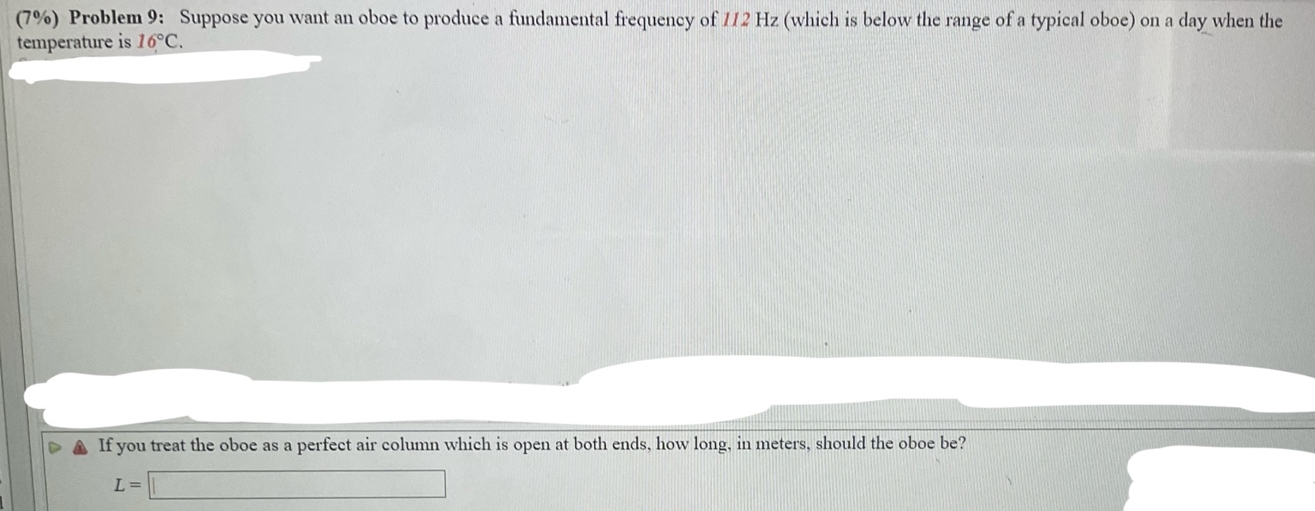 Solved ( 7% ) ﻿Problem 9: Suppose you want an oboe to | Chegg.com
